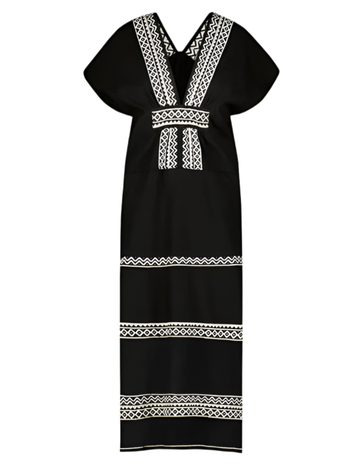 Lemlem Gasira V Neck Caftan - Lulit Black | Garmentory