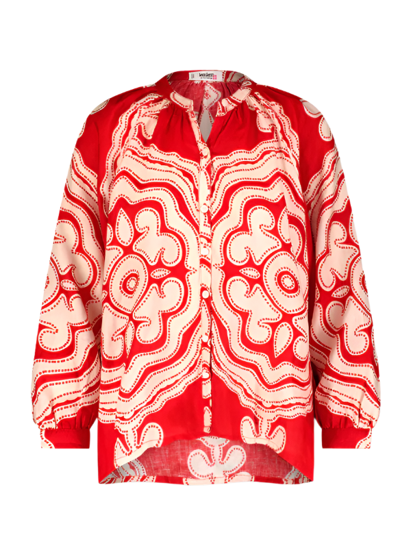 Lemlem Mita Button Up Blouse - Niku Red | Garmentory