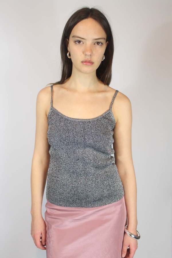 Lam Knitted Cami - Metallic Silver | Garmentory