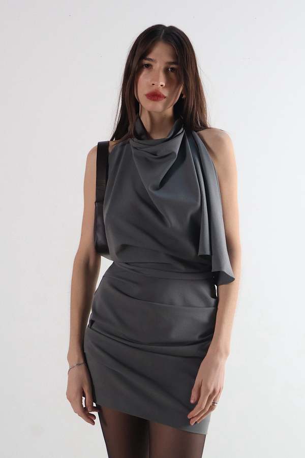 Bec + Bridge Sanja Asym Mini Dress - Elephant Grey | Garmentory