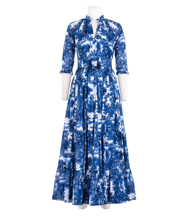 Samantha Sung Eva Dress - White/Cobalt Blue | Garmentory