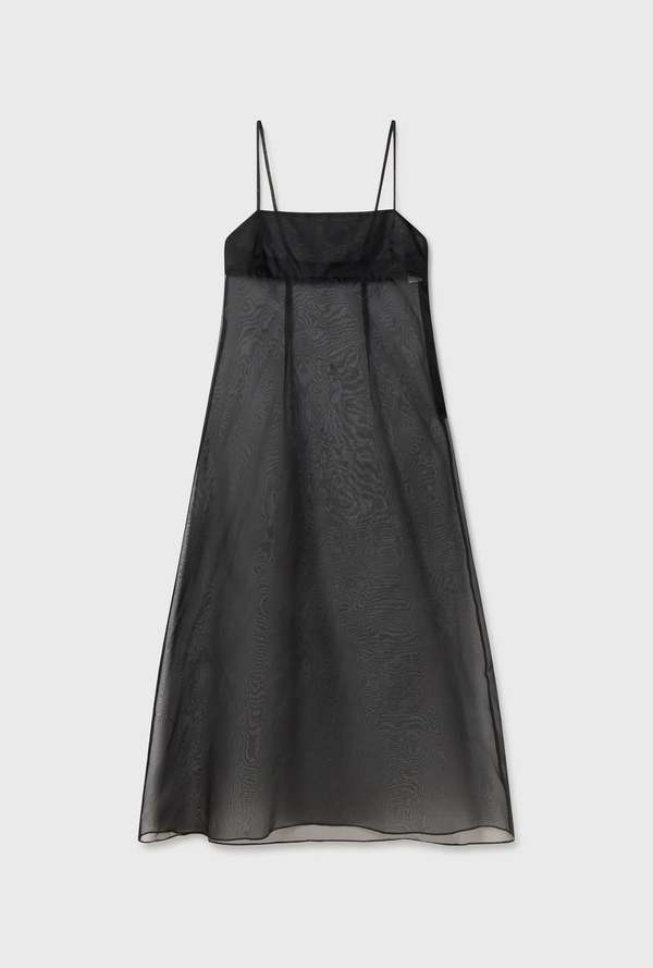Silk Laundry Organza A-Line Dress - Black | Garmentory