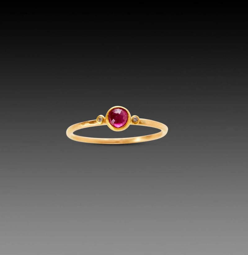 Ananda Khalsa Rosecut Tiny Ruby Ring - Gold | Garmentory