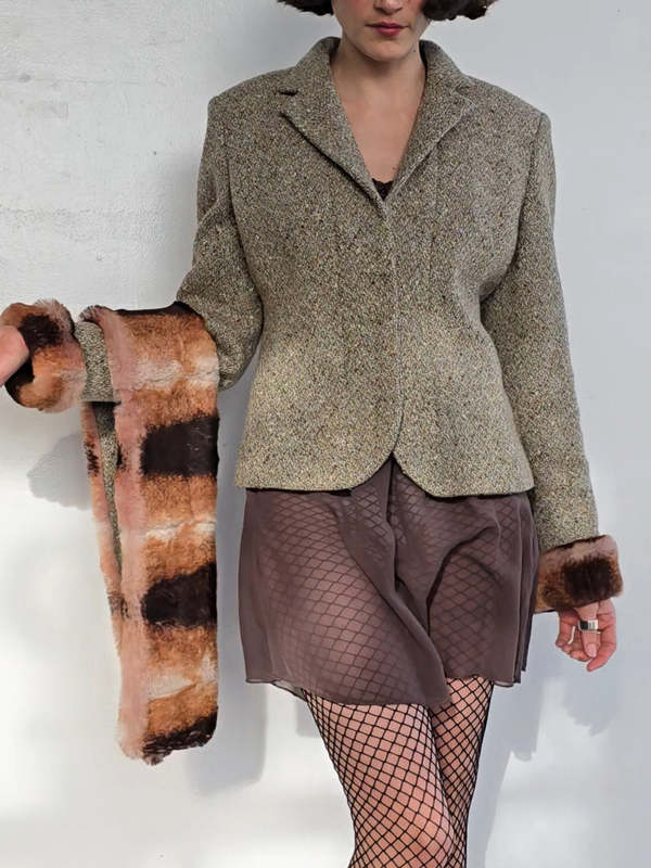 Vintage Fur Cuff Italian Tweed Jacket | Garmentory