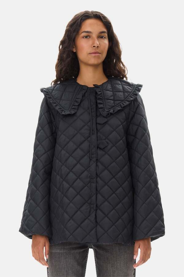 Ganni Ripstop Quilt Jacket - Black | Garmentory