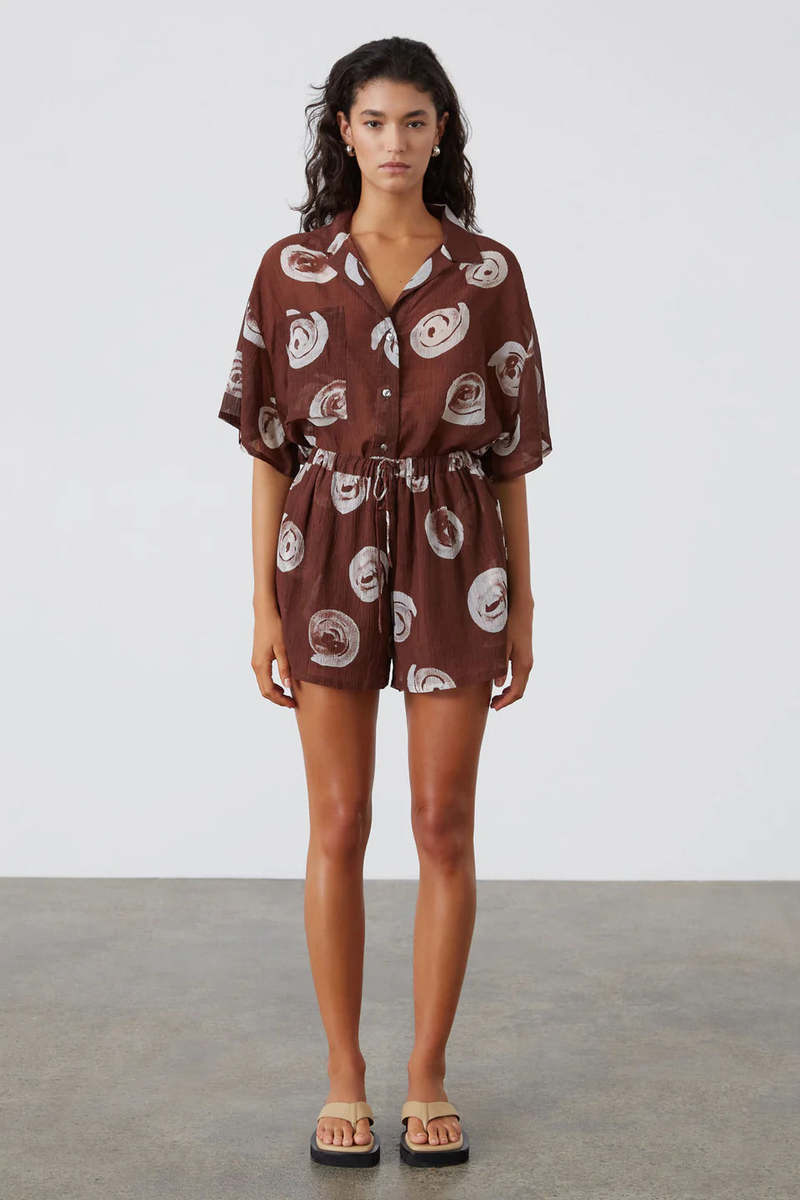 Zulu & Zephyr Sheer Textured Short - Cocoa Swirl | Garmentory