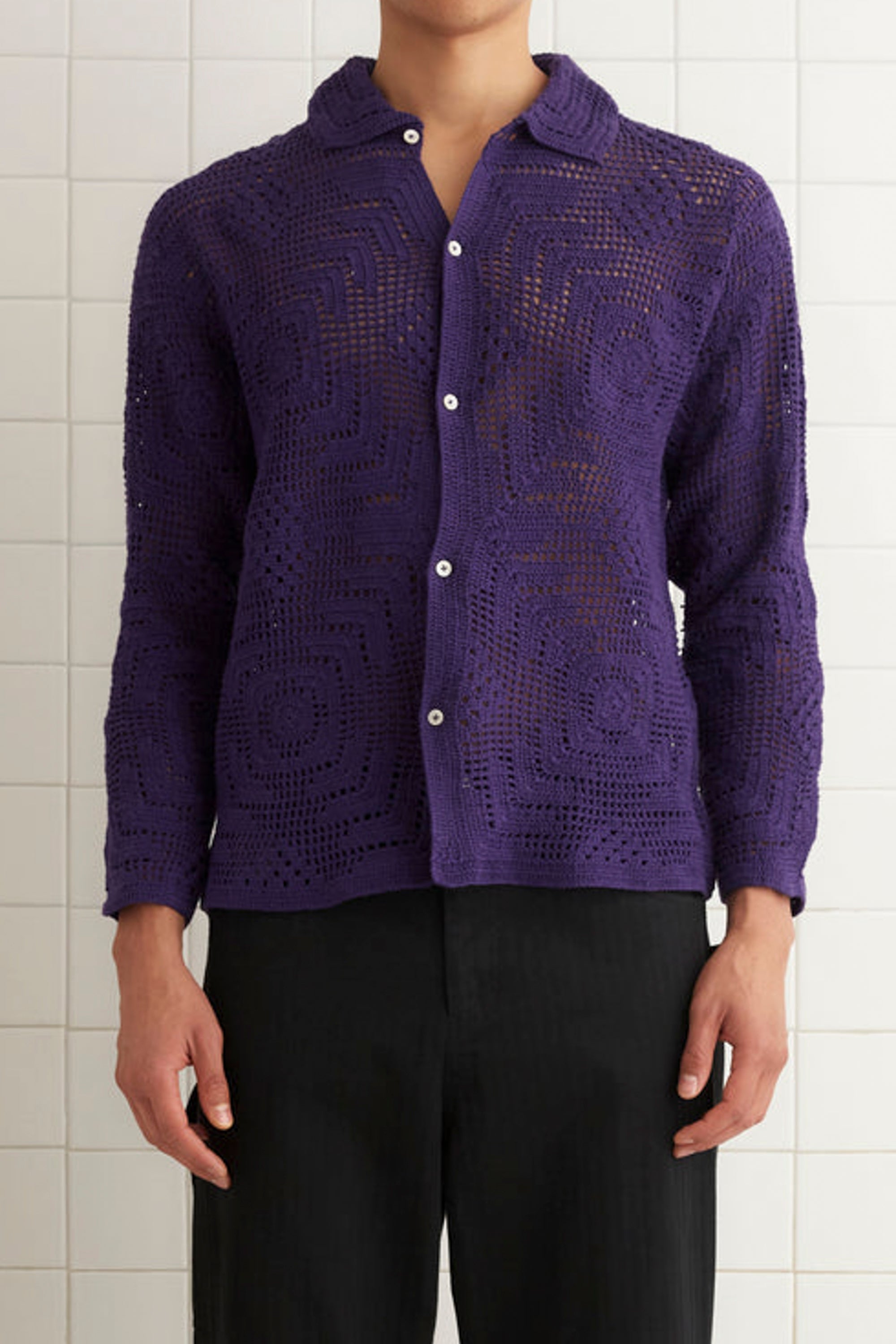 BODE Crochet Overshirt - Purple | Garmentory