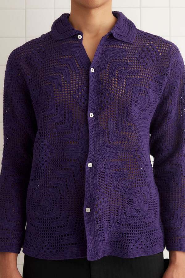 BODE Crochet Overshirt - Purple | Garmentory
