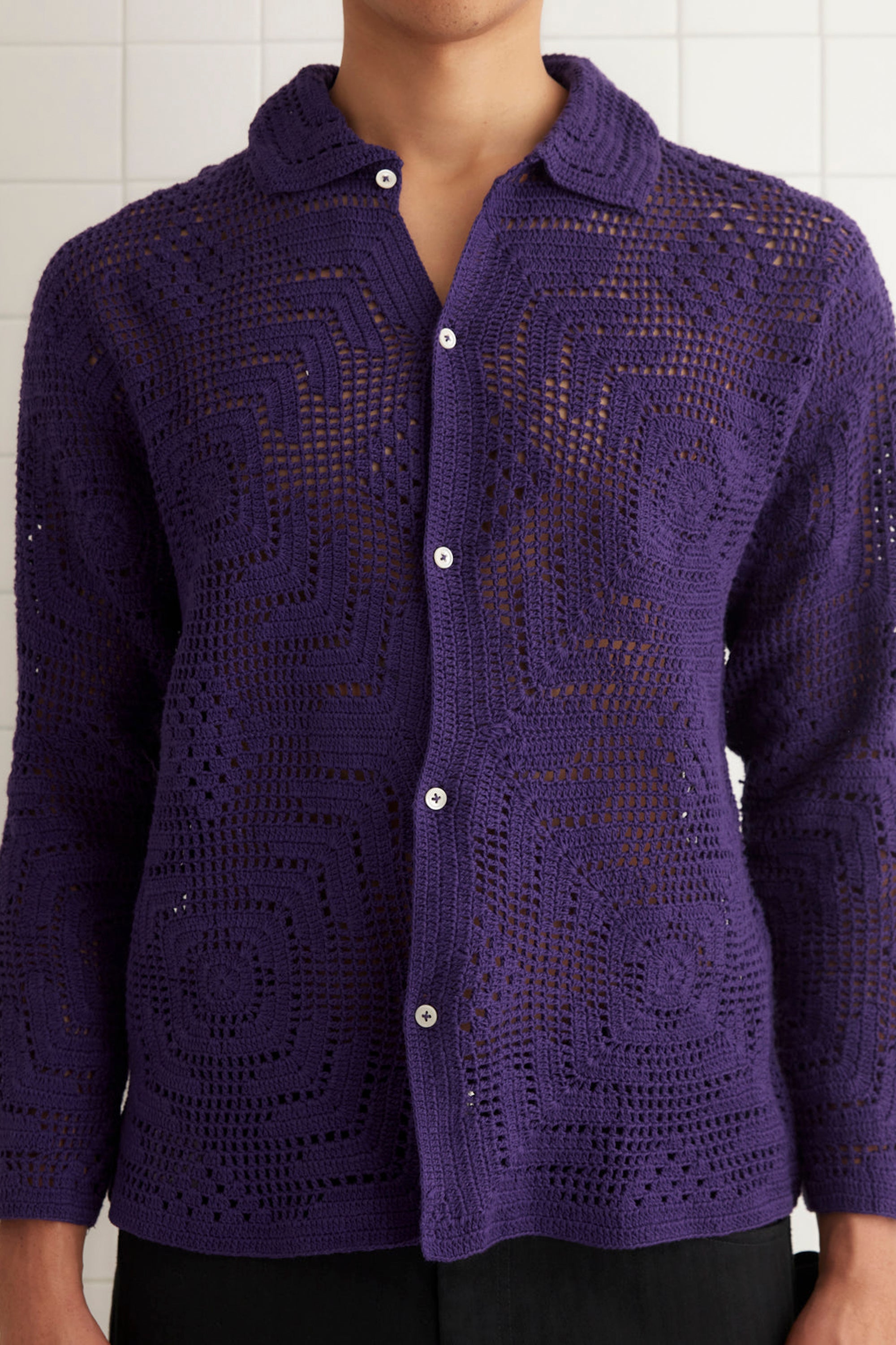 BODE Crochet Overshirt - Purple | Garmentory