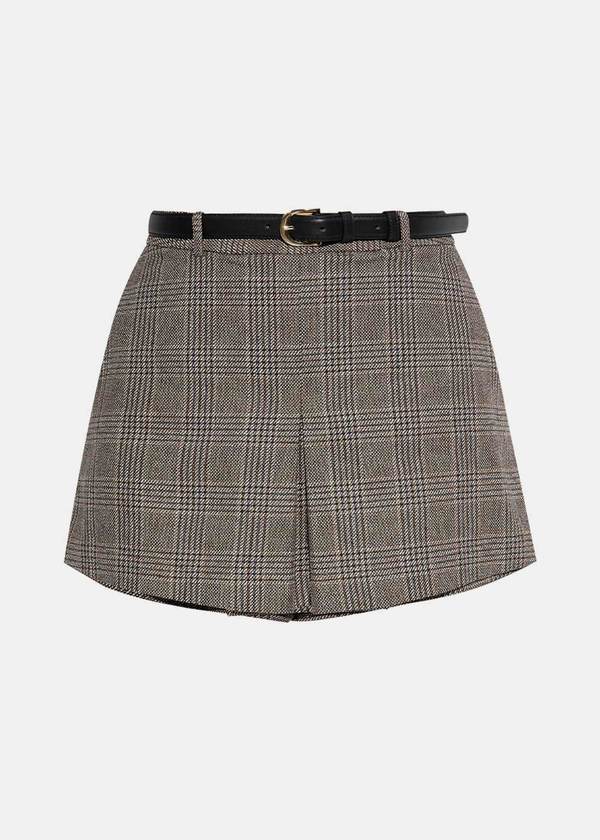 Self-Portrait Mini Skirt - Brown Check | Garmentory