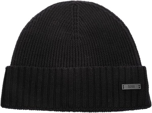 Hugo Boss Fati Ribbed Knit Beanie - Black | Garmentory