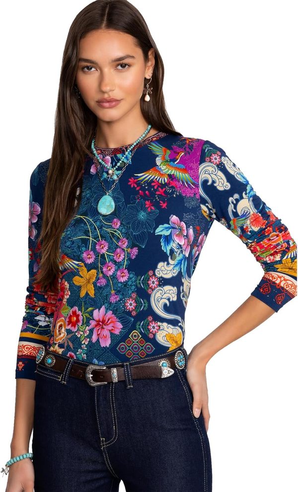 Johnny Was The Janie Long Sleeve Crew Neck Tee - McDreamer Print ...