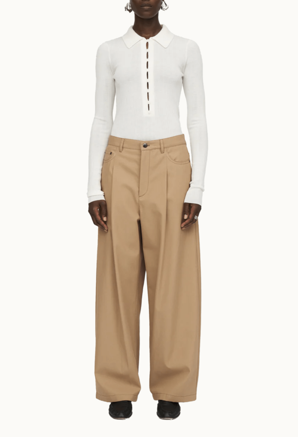 MARIA McMANUS Kissing Placket Polo Shirt - Ivory | Garmentory