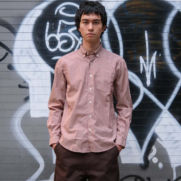 Steven Alan Single Needle Shirt - Brick Stripe | Garmentory