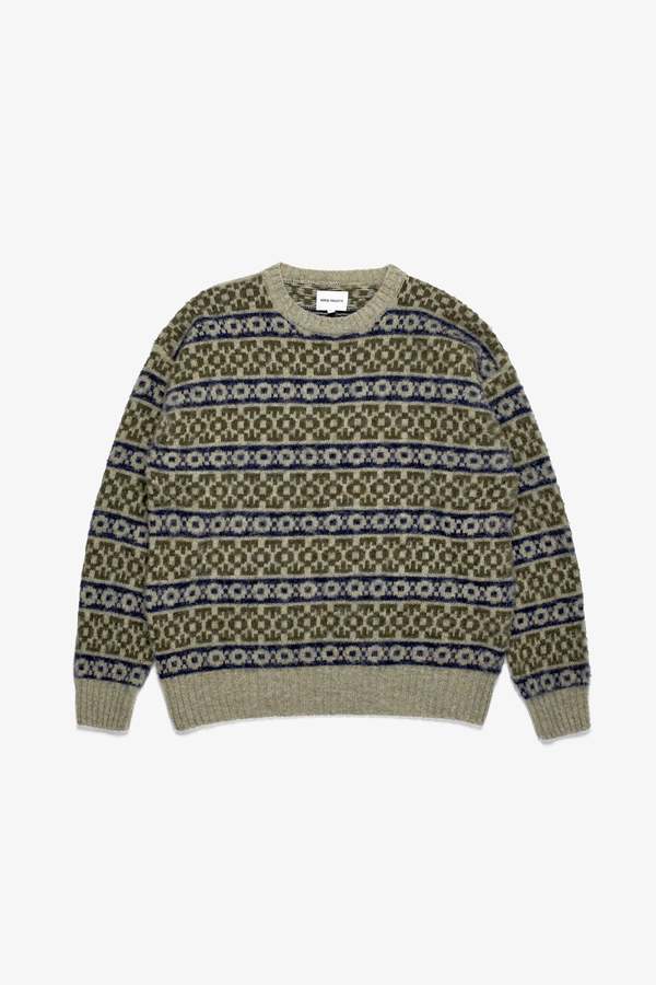 Norse Projects Jonas Scottish Lambswool Fair Isle Sweater - Elm ...