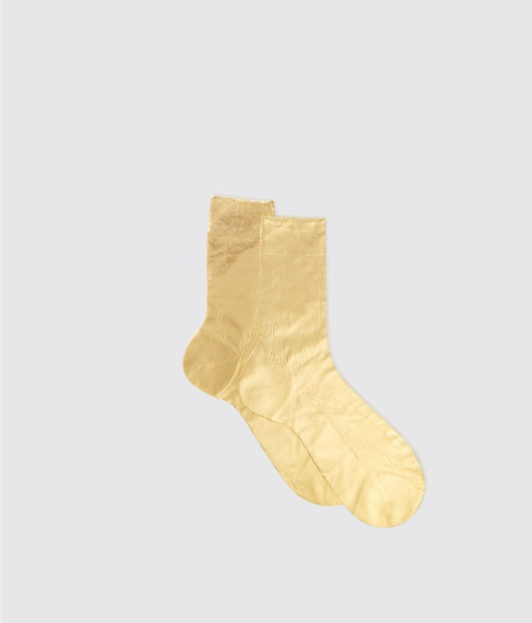 Maria La Rosa One Rib Laminated Metallic Sock - Gold | Garmentory