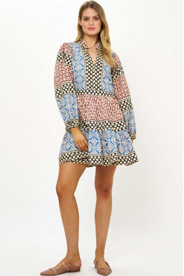 Oliphant Long Sleeve Yoke Dress Mini - Sultan Black | Garmentory