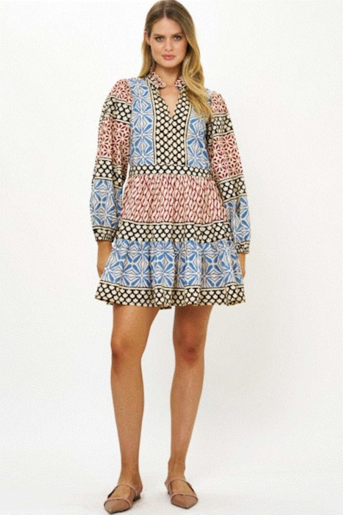 Oliphant Long Sleeve Yoke Dress Mini - Sultan Black | Garmentory