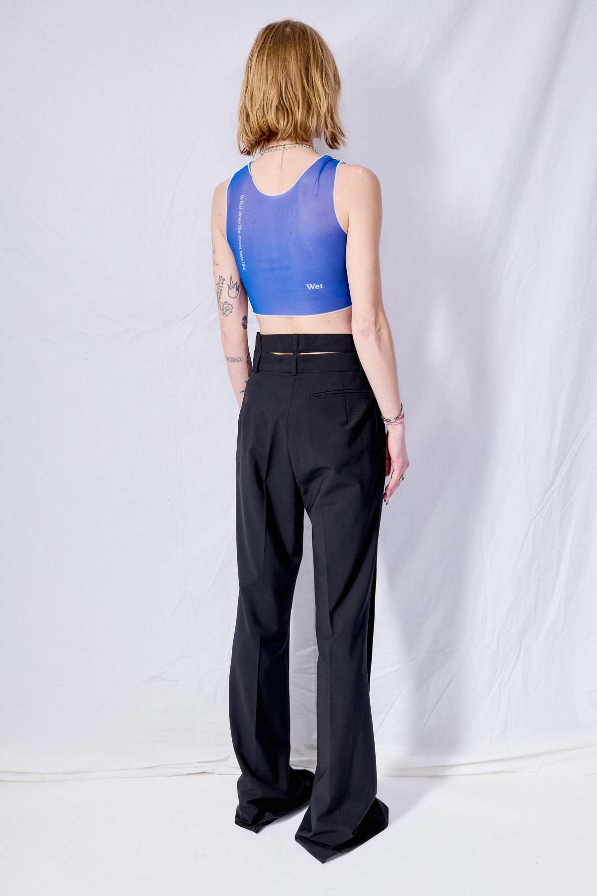 DI PETSA Wet Script Crop Top - Blue | Garmentory