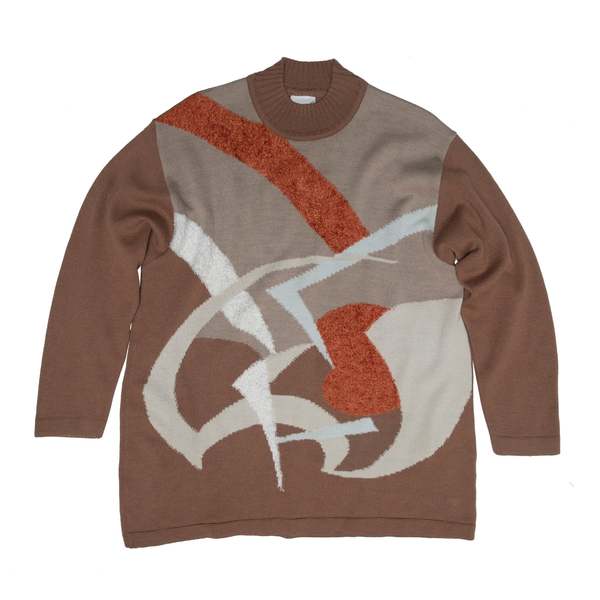 Leggenda Abstract Intarsia Loop Pile Stitch Structured Mock Neck ...