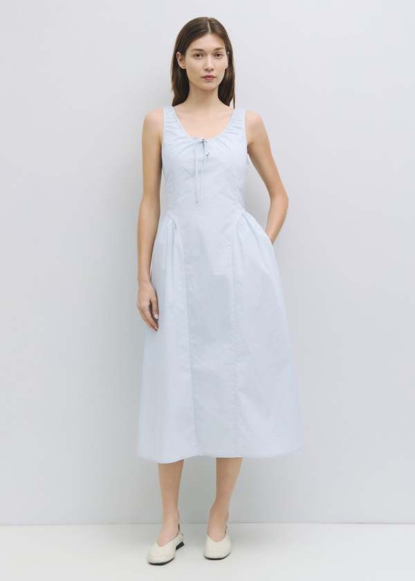 Mod Ref The Anika Dress - Gathered Neck Cotton Midi Dress | Garmentory