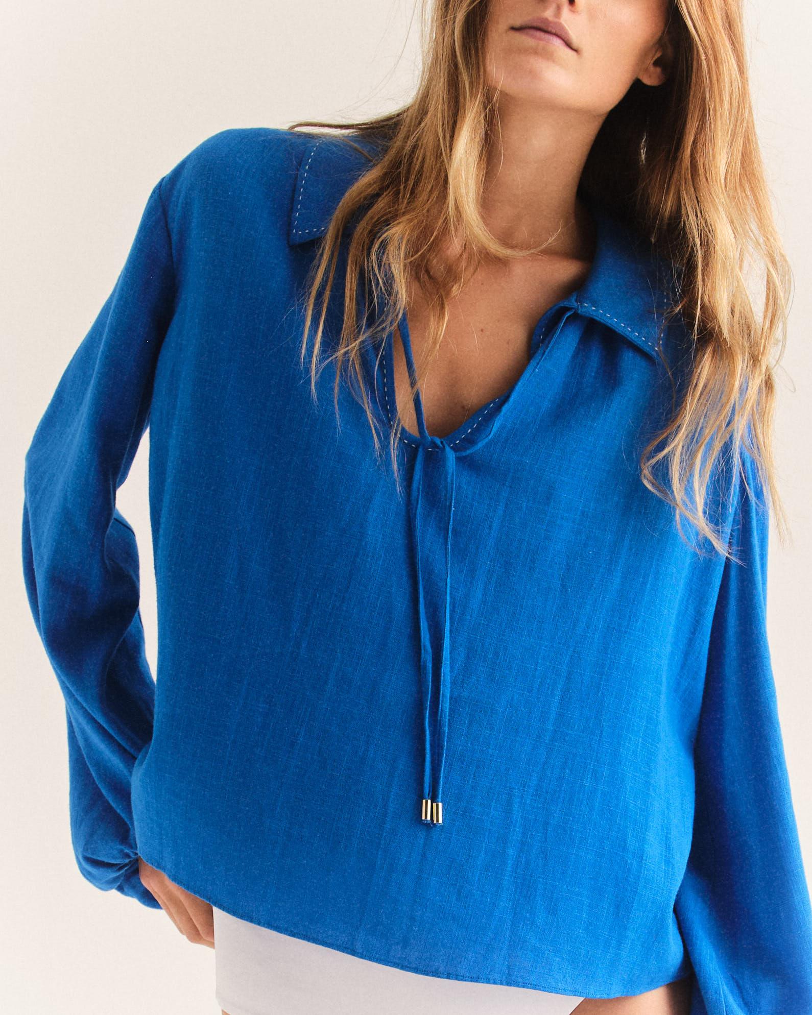 Cartolina Seneca Blouse - Takeaway Blue | Garmentory