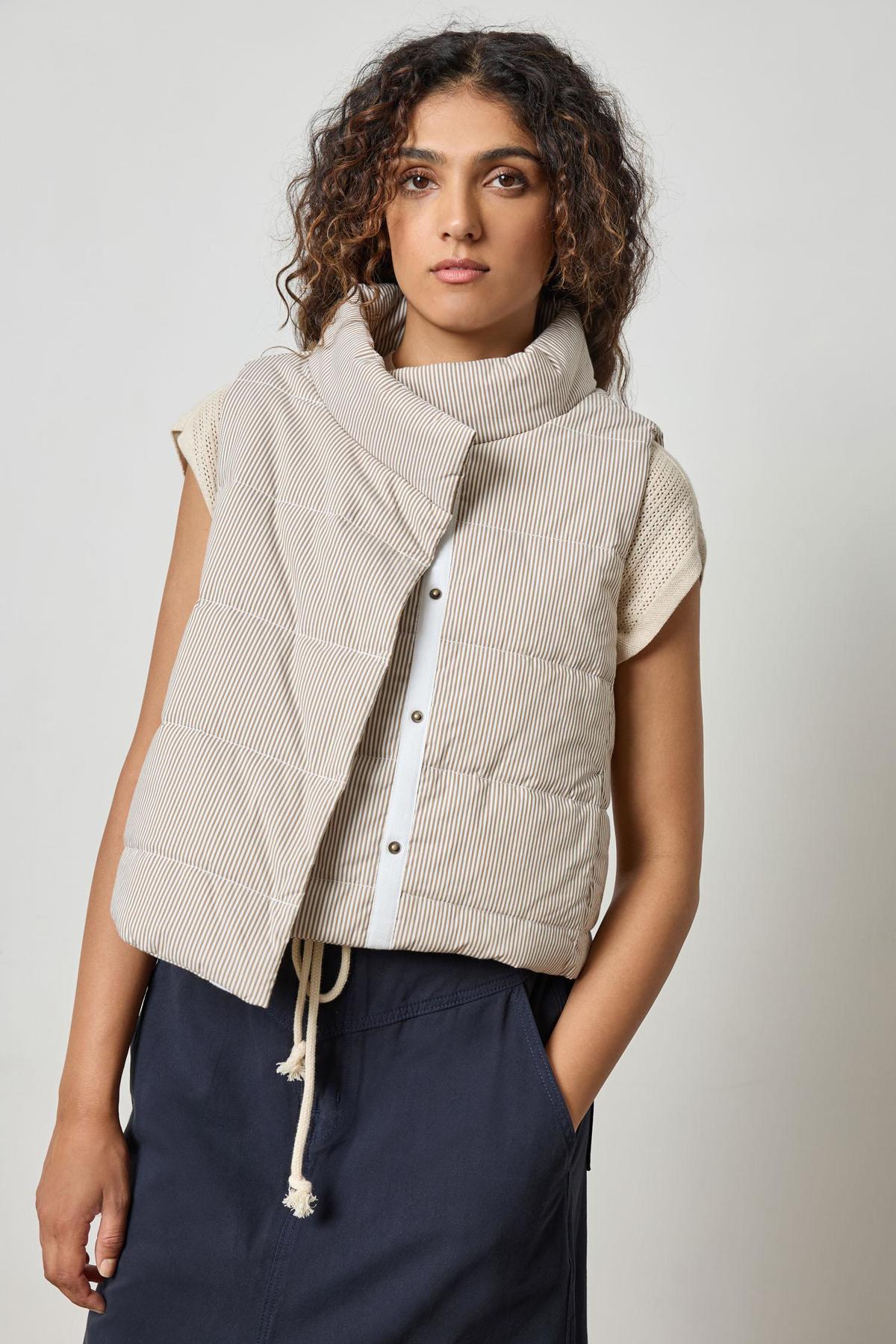 Lilla P. Striped Vest - Earth Stripe | Garmentory