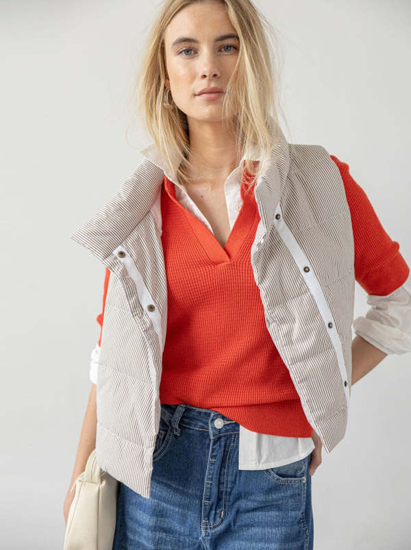 Lilla P. Striped Vest - Earth Stripe | Garmentory
