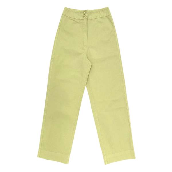Ali Golden Sample Cotton Fly Front Pant - Lime | Garmentory
