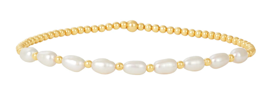 Karen Lazar 2mm Signature Bracelet with Rice Pearl Gold Pattern ...