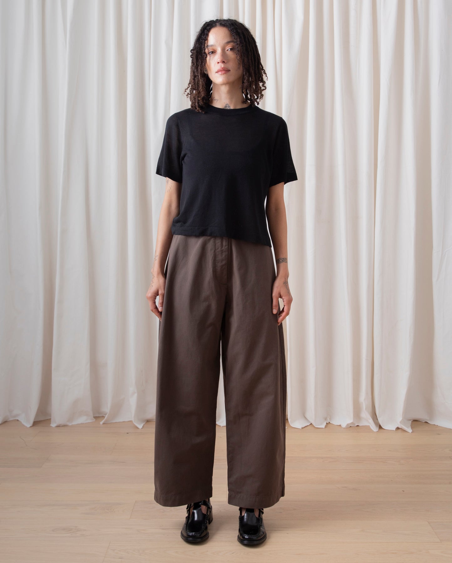 Ali Golden Loose Barrel Pant - Dark Taupe | Garmentory