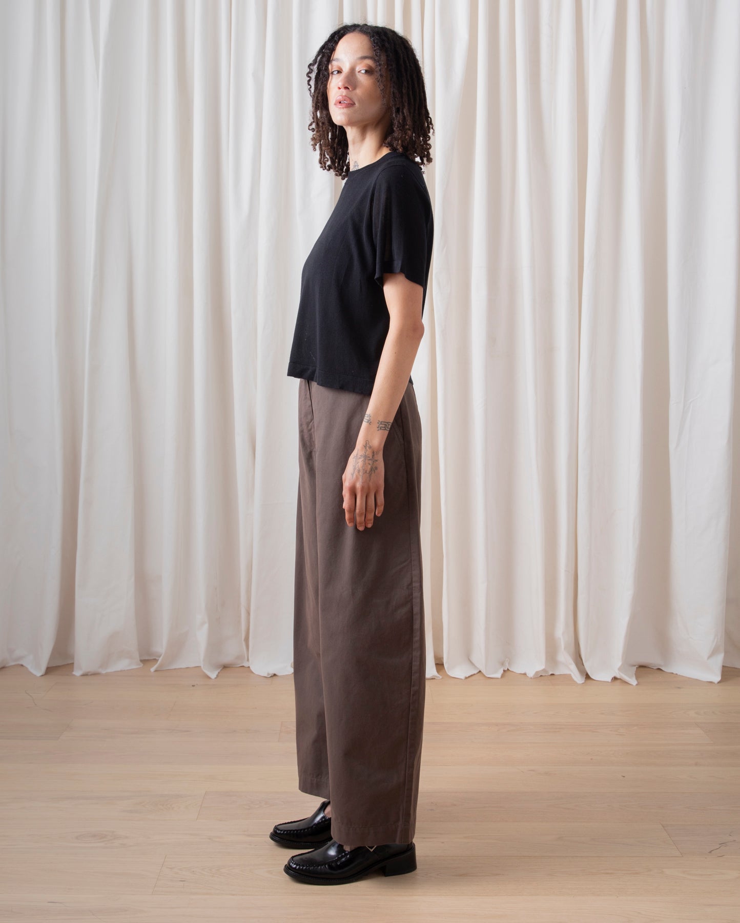 Ali Golden Loose Barrel Pant - Dark Taupe | Garmentory