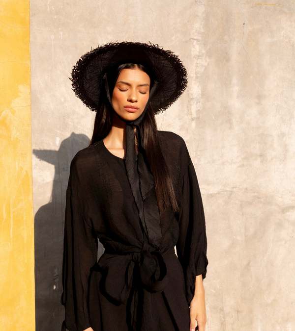 Creatures of love Claire Frayed Edge Hat - Black | Garmentory