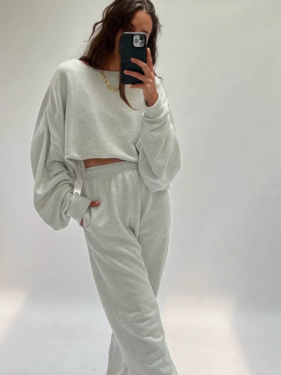 NA NIN Margot Cropped Sweatshirt - Dove | Garmentory