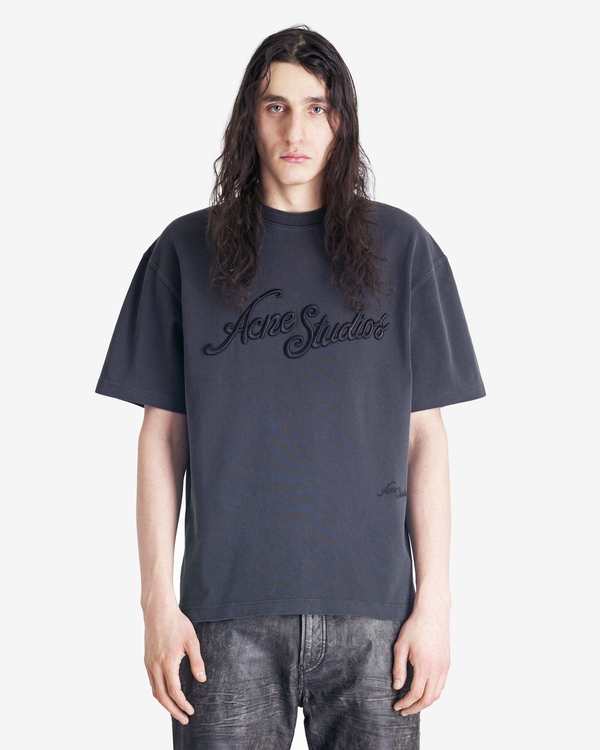 Acne Studios Cursive Logo T-Shirt - Faded Black | Garmentory