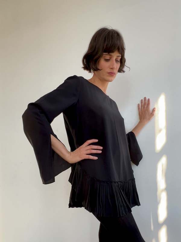 Chloe Ruffle Tunic - Black | Garmentory
