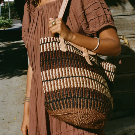 Jenna Bee Sisal Flap Basket Bag - Brown | Garmentory
