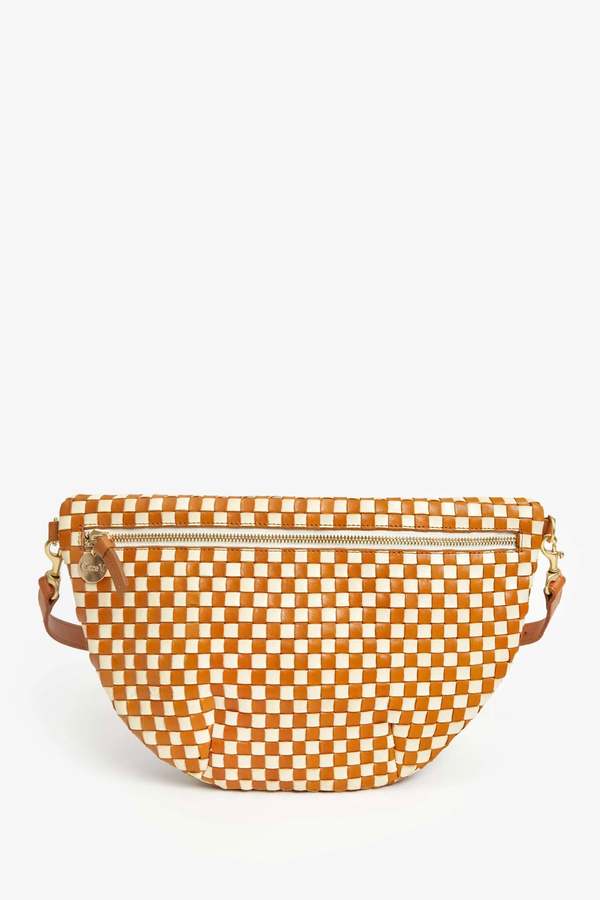 Clare V. Grande Fanny - Natural & Cream Woven Checker | Garmentory