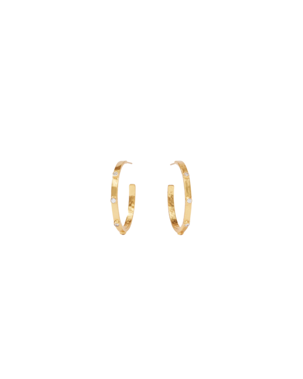 Julie Vos Crescent Stone Hoop - Gold | Garmentory