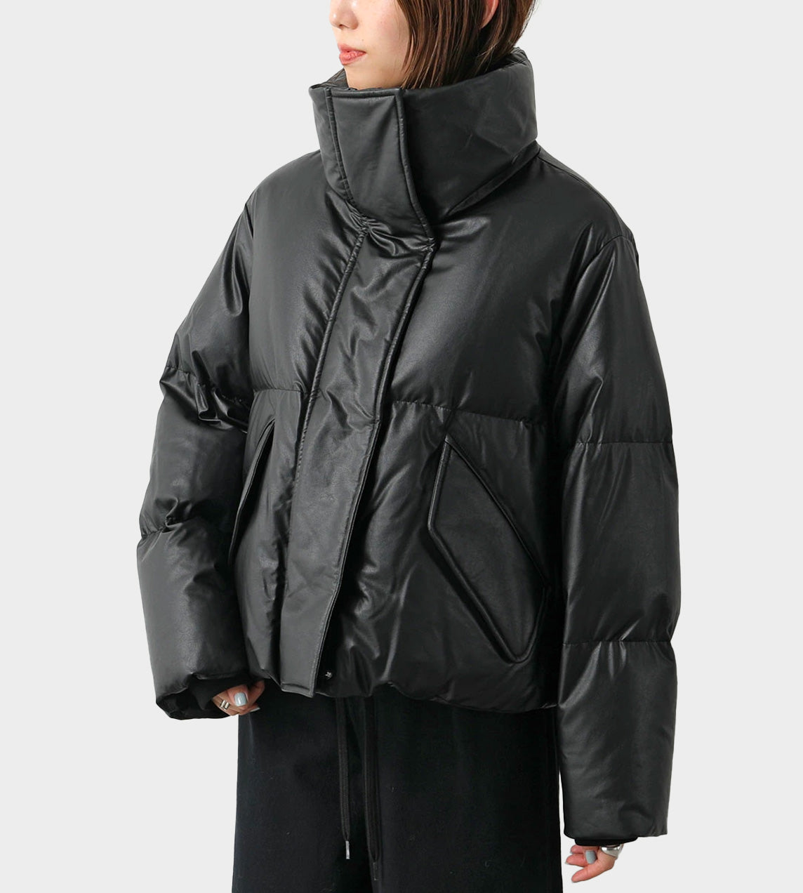MM6 Maison Margiela Signature Cropped Puffer - Black | Garmentory