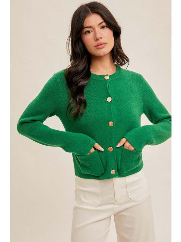 Hem&Thread Vesna Sweater Cardigan Jacket - Kelly Green | Garmentory