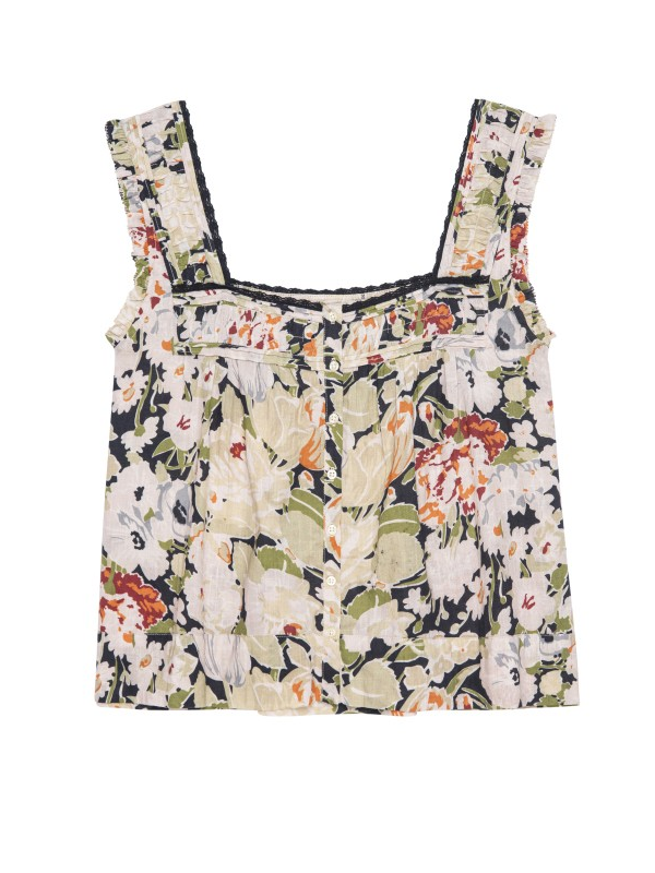 The Great. Victorian Pleat Tank - Vintage Rose Print | Garmentory