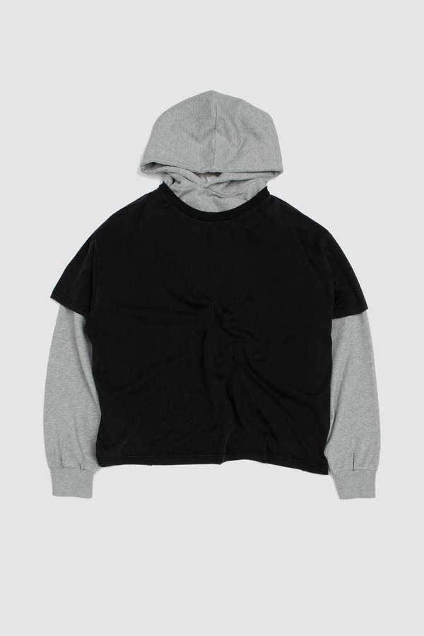 Vintage Double Layer Hoodie - Black | Garmentory