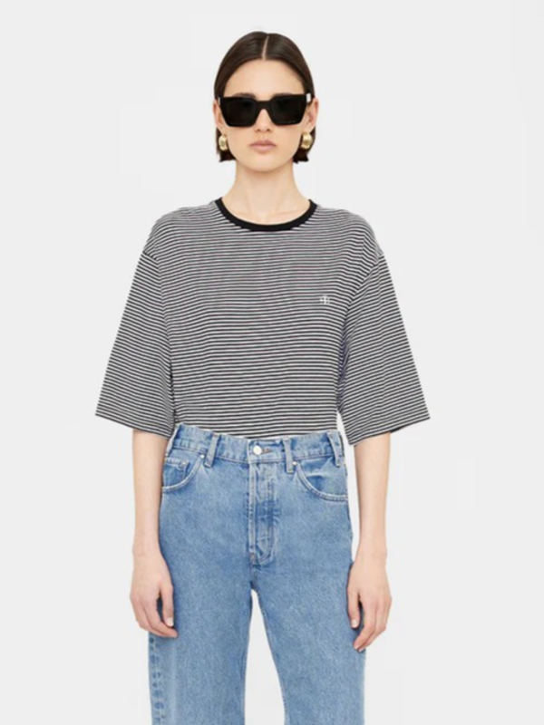 Anine Bing Bo Tee - Black and White Stripe | Garmentory