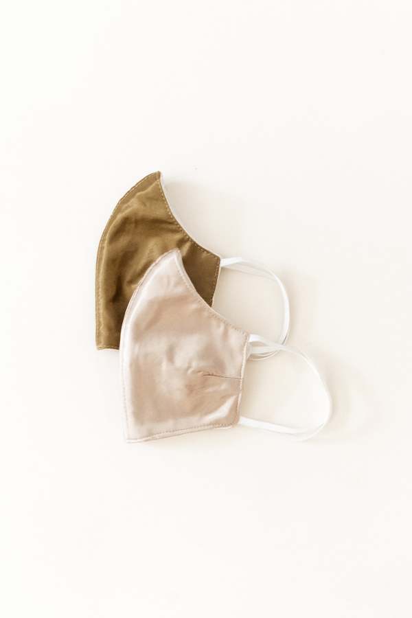 BETWEEN TEN Folded Face Mask - Ivory / Chartreuse / Satin / Green ...