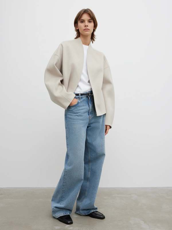 House of Dagmar Short Doublé Jacket - Chalk White | Garmentory