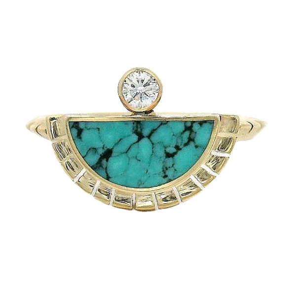 Young in the Mountains The Solstice Ring - Blue Moon Turquoise & White Diamond | Garmentory