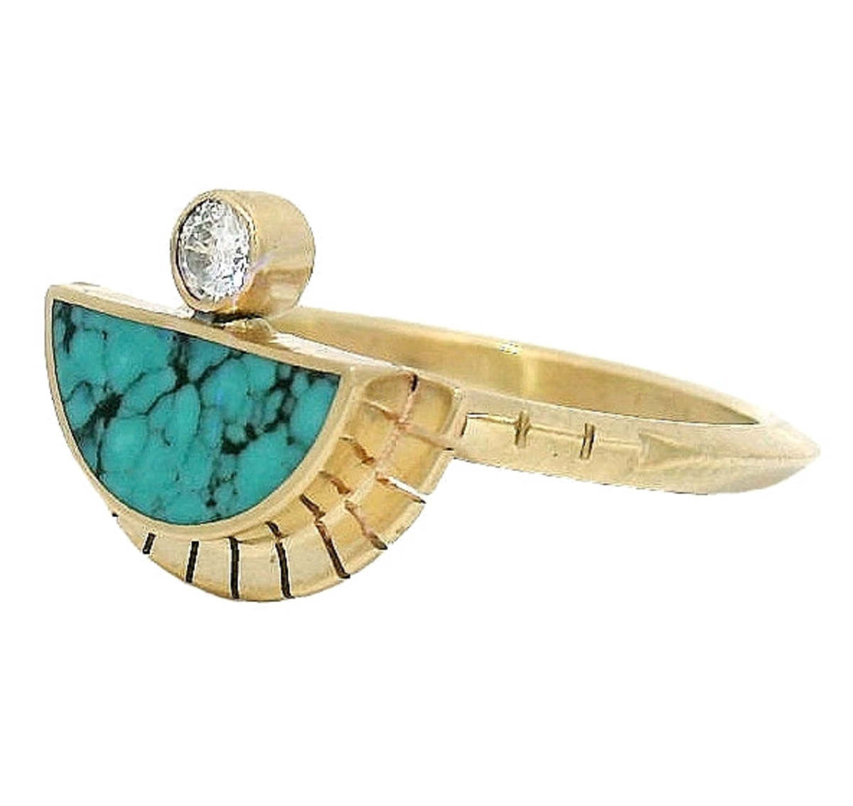 Young in the Mountains The Solstice Ring - Blue Moon Turquoise & White Diamond | Garmentory