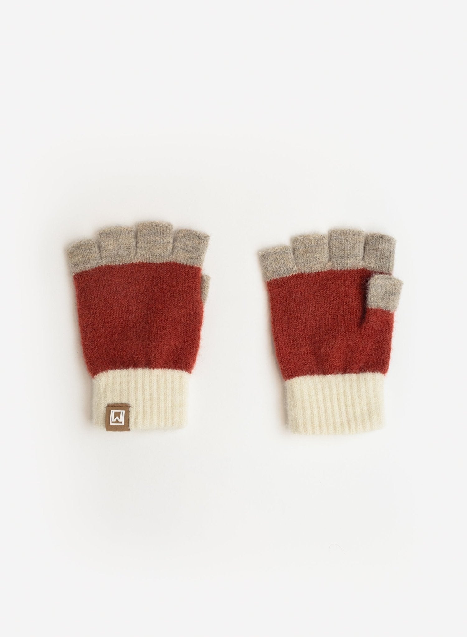 LOOK Color Block Fingerless Gloves - Clay | Garmentory