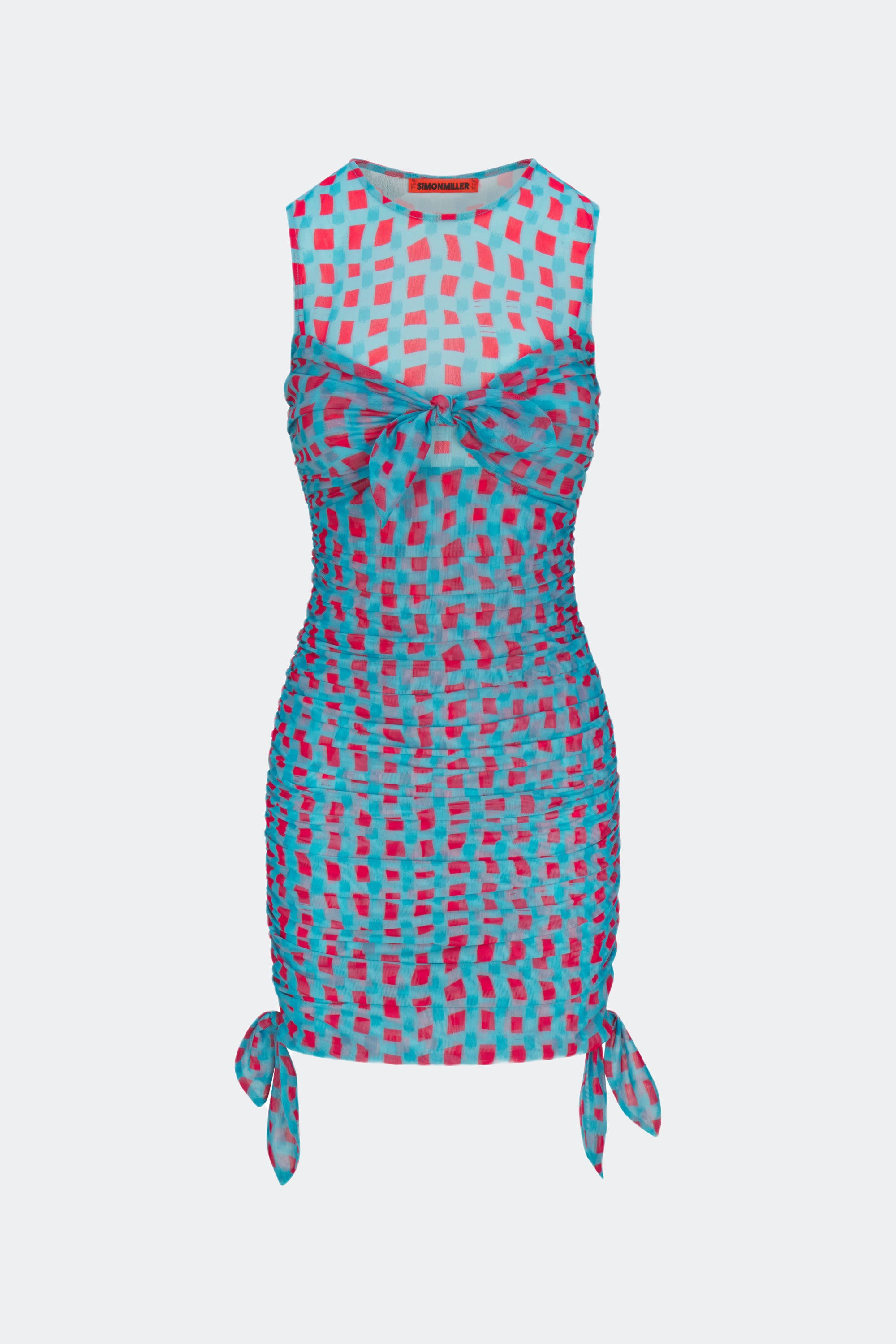 Simon Miller Sonora Mesh Mini Dress - Panama Blue/Cherry Red | Garmentory